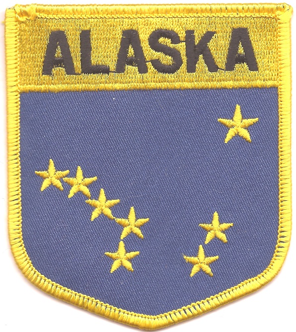 High Quality 3.25 x 3.5 Inch Shield Alaska Flag Embroidered Cloth Sew ...