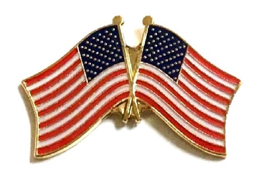 United States Single Crossed Double Wavy Flag Lapel Pins, United States ...