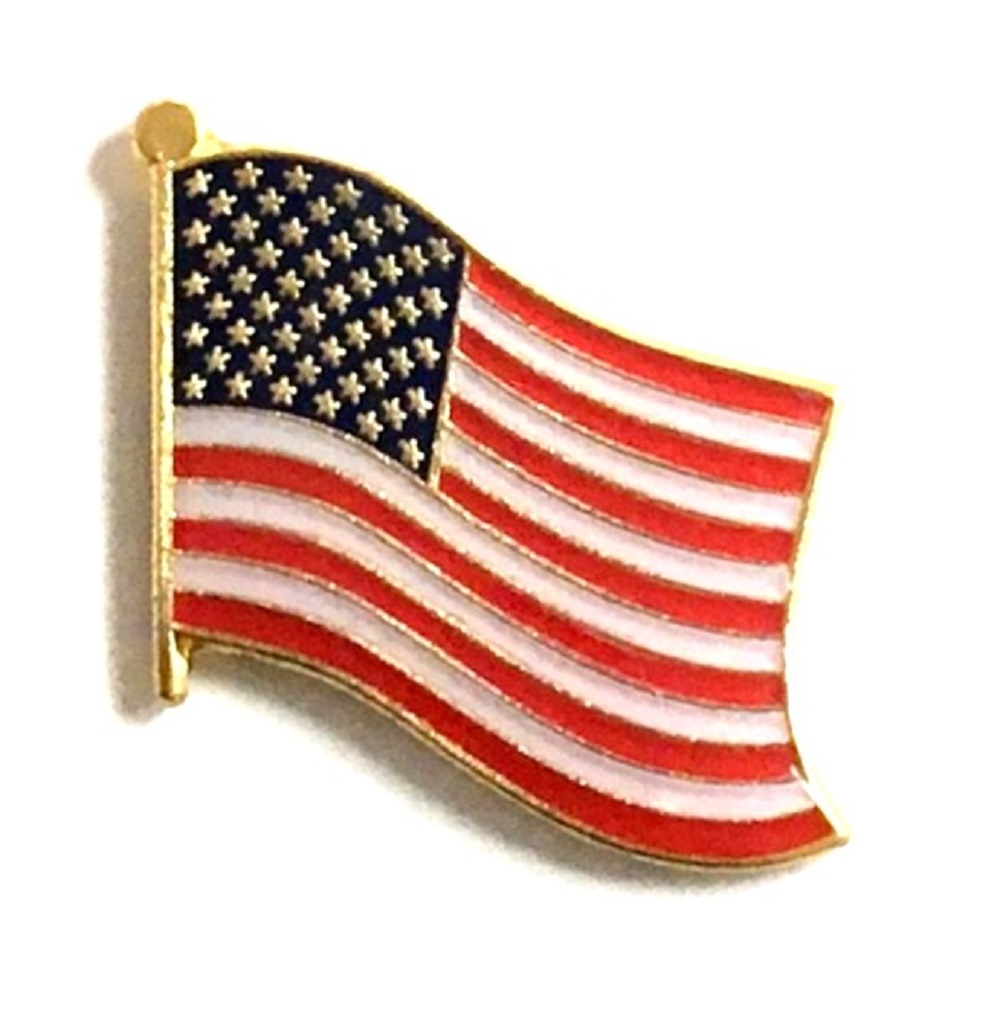 United States Single Crossed Double Wavy Flag Lapel Pins, United States ...