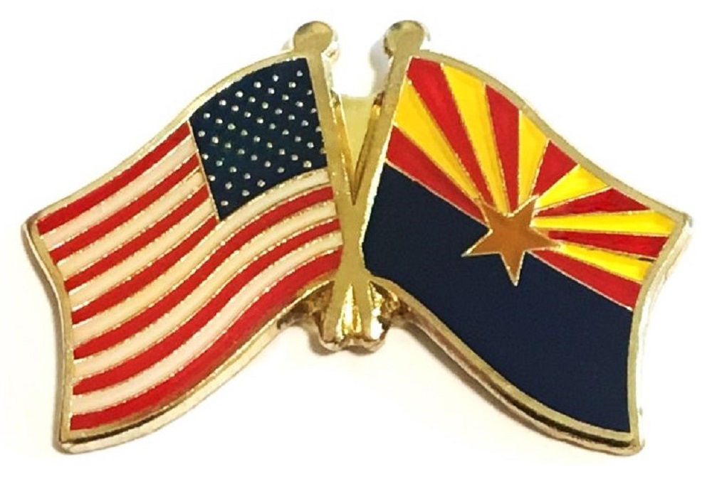 Arizona Single Crossed Double Wavy Flag Lapel Pins, Arizona Cheap High ...