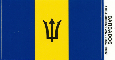 Made in USA Barbados 3.5" x 5" Flag Decal Stickers, Barbados 3.5 inch x ...