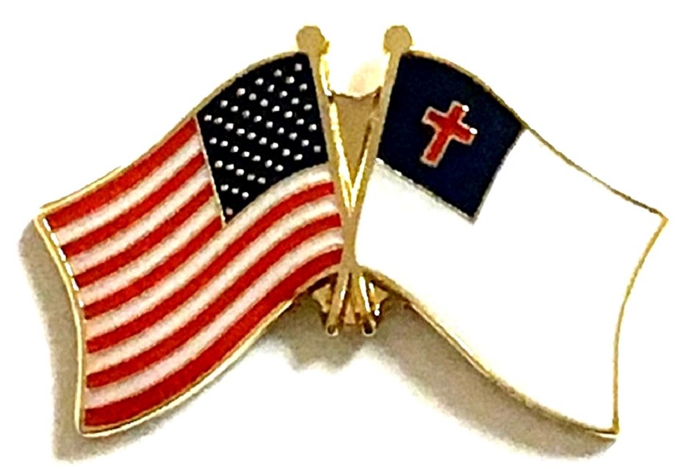 Christian Single Crossed Double Wavy Flag Lapel Pins, Christian Cheap ...