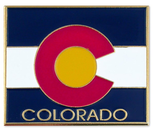 Colorado State map shaped pin, map pin with flag design, hat pin, lapel ...