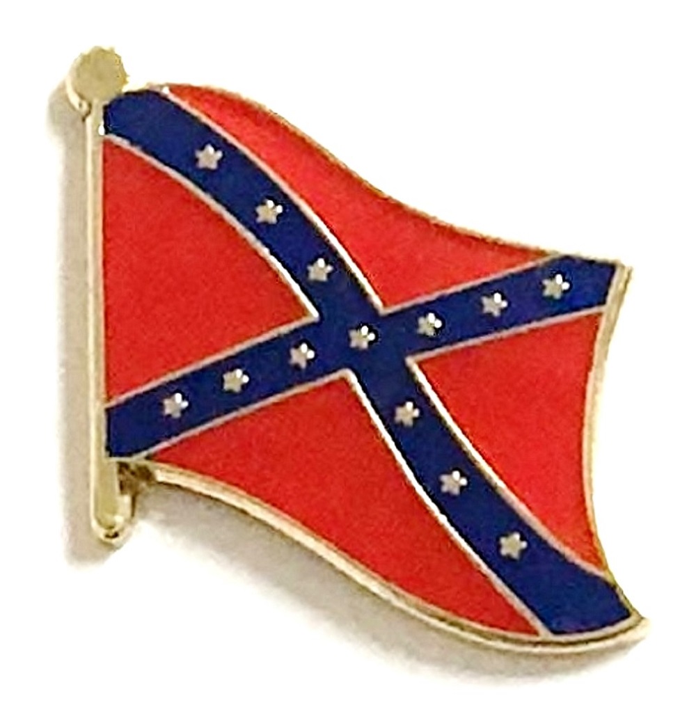 Confederate Single Crossed Double Wavy Flag Lapel Pins, Confederate ...