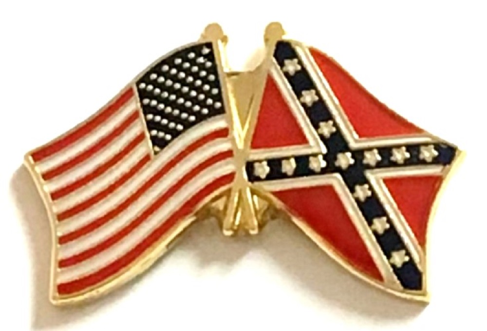 Confederate Single Crossed Double Wavy Flag Lapel Pins, Confederate ...