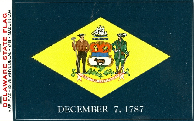 Made in USA Delaware 3.5" x 5" Flag Decal Stickers, Delaware 3.5 inch x ...