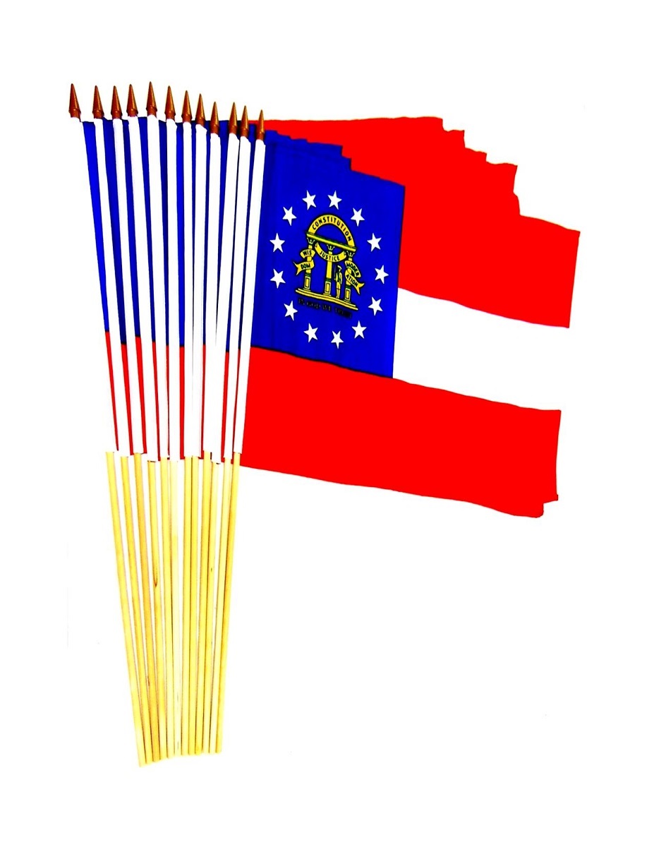 Georgia State 12" x 18" Miniature Stick Flags - Georgia State Flag (Old ...