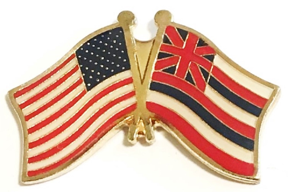 Hawaii Single Crossed Double Wavy Flag Lapel Pins, Hawaii Cheap High ...