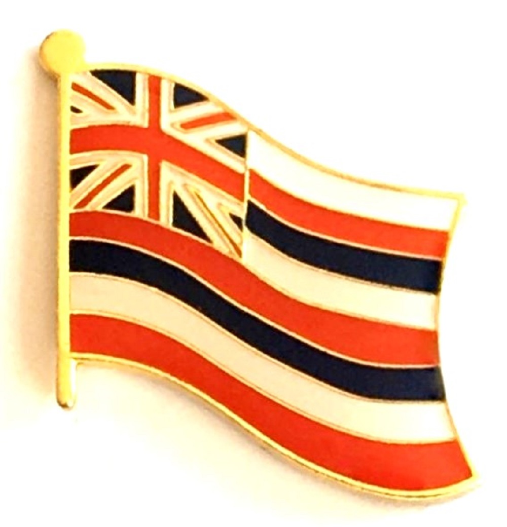 Hawaii Single Crossed Double Wavy Flag Lapel Pins, Hawaii Cheap High ...