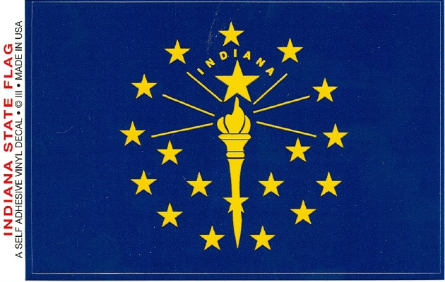 Made in USA Indiana 3.5" x 5" Flag Decal Stickers, Indiana 3.5 inch x 5 ...