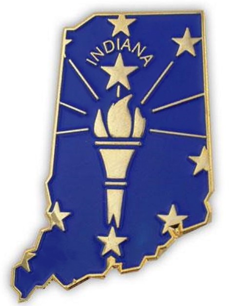 Indiana State map shaped pin, map pin with flag design, hat pin, lapel ...