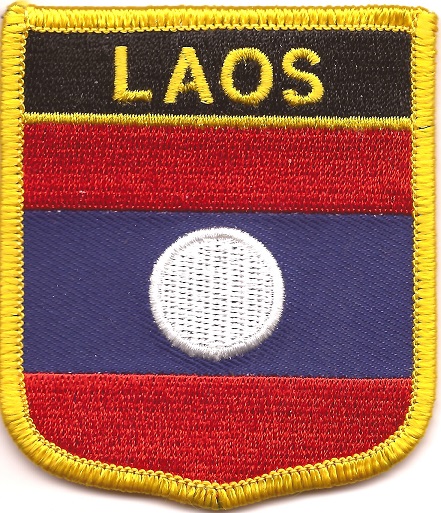 High Quality 2.5 x 2.5 Inch Shield Laos Flag Embroidered Cloth Sew On Iron On Cheap Laos Emblem ...