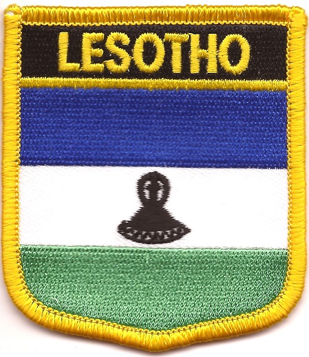 High Quality 2.5 x 2.5 Inch Shield Lesotho Flag Embroidered Cloth Sew On Iron On Cheap Lesotho ...