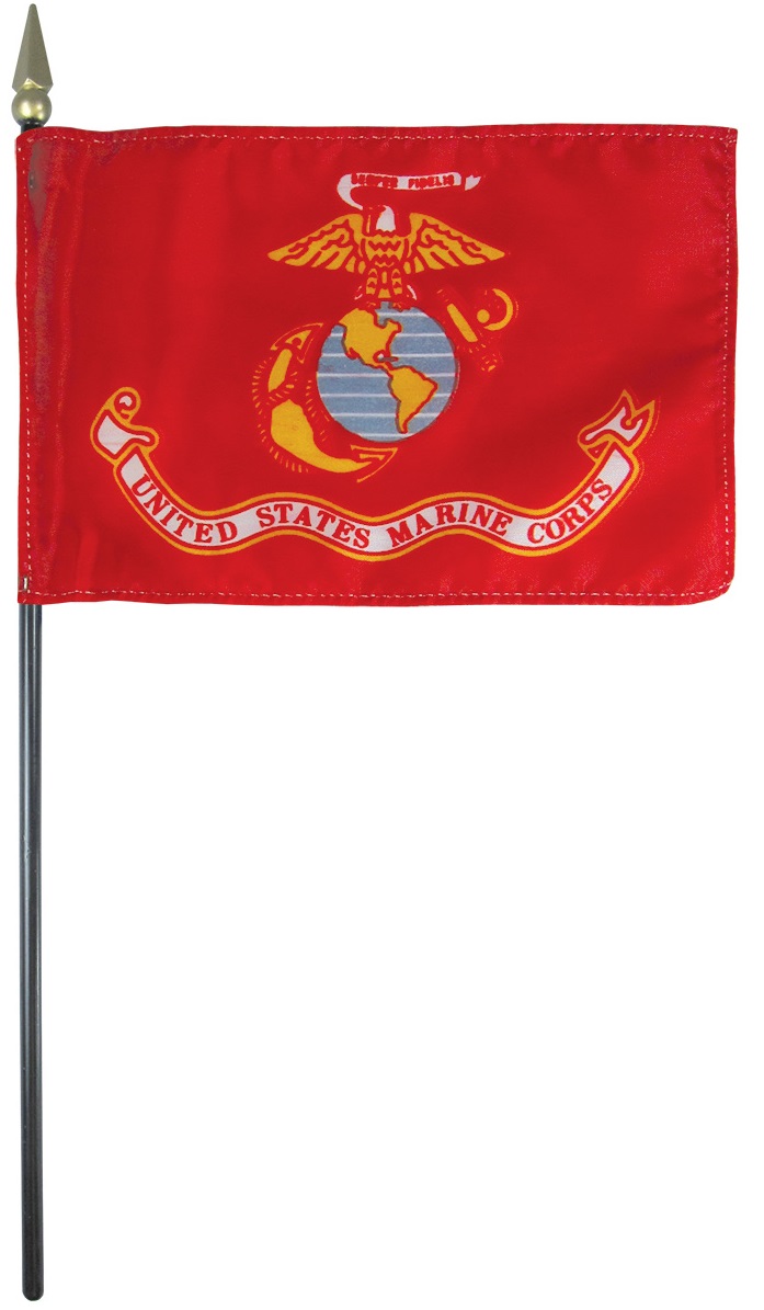 US Marine Corps 4x6" Deluxe Mini Stick Flag - Miniature Military ...