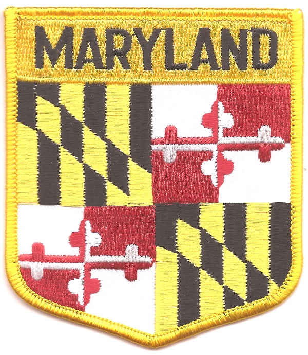 High Quality 3.25 x 3.5 Inch Shield Maryland Flag Embroidered Cloth Sew ...