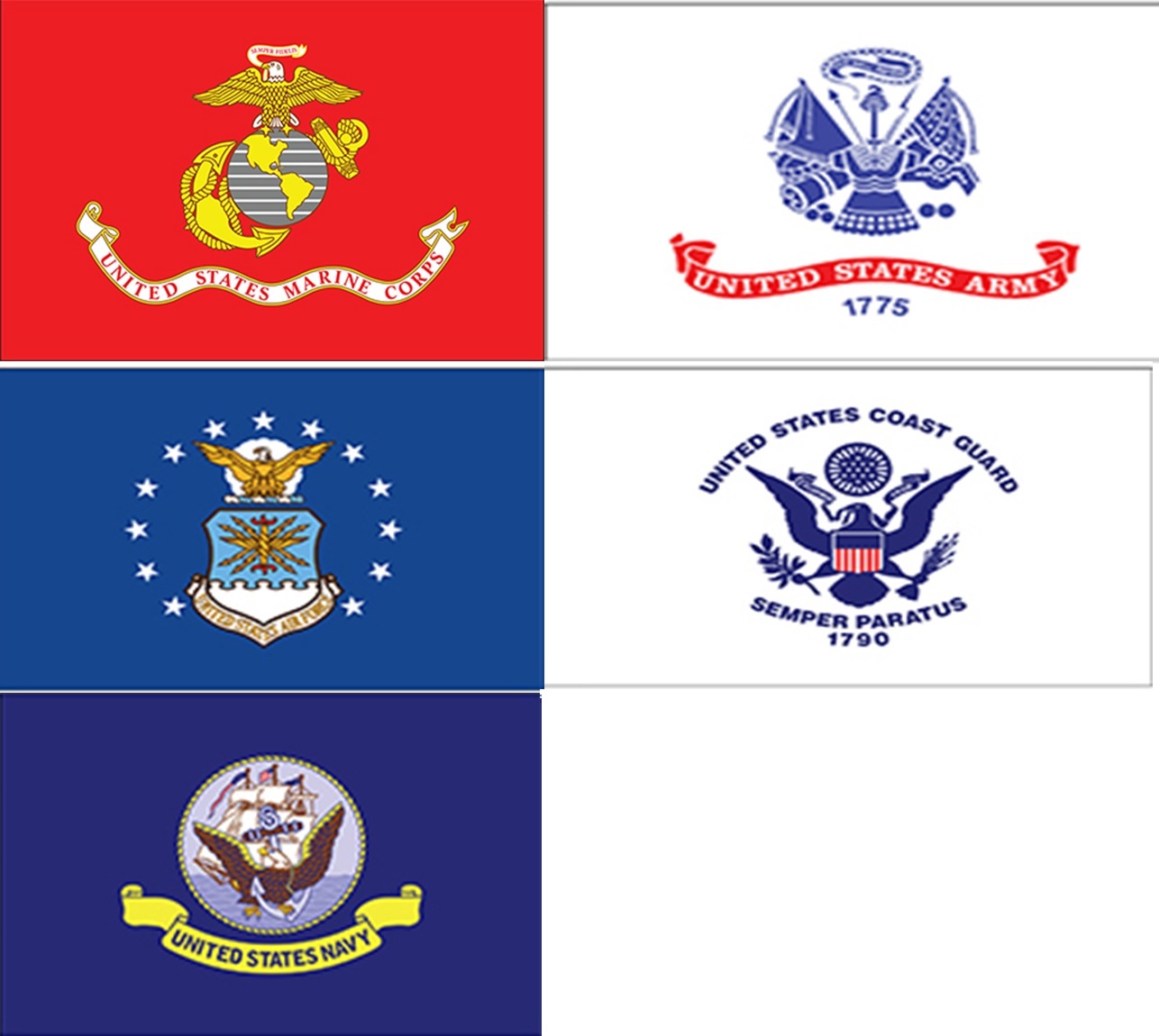 US Military Set - 5 Flags - US Military Nylon Outdoor Flags