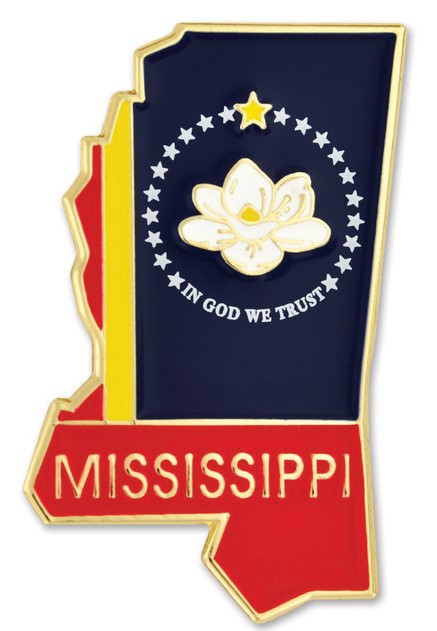 Mississippi State map shaped pin, map pin with flag design, hat pin ...