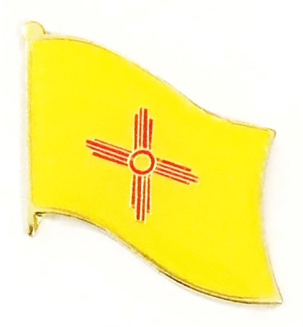 New Mexico Single Crossed Double Wavy Flag Lapel Pins, New Mexico Cheap ...