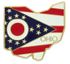 Ohio State map shaped pin, map pin with flag design, hat pin, lapel pin ...