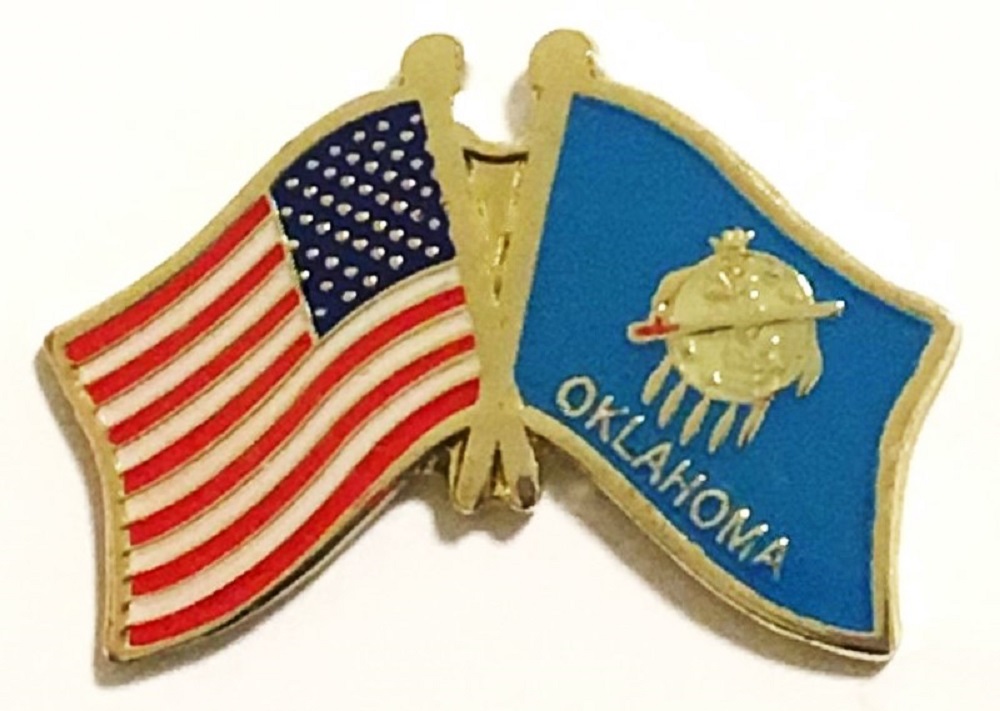 Oklahoma Single Crossed Double Wavy Flag Lapel Pins, Oklahoma Cheap ...