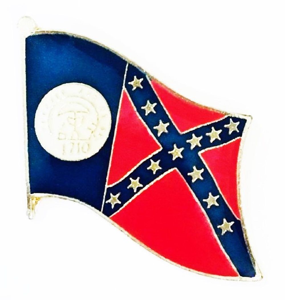 Old Georgia Single Crossed Double Wavy Flag Lapel Pins, Georgia Cheap ...