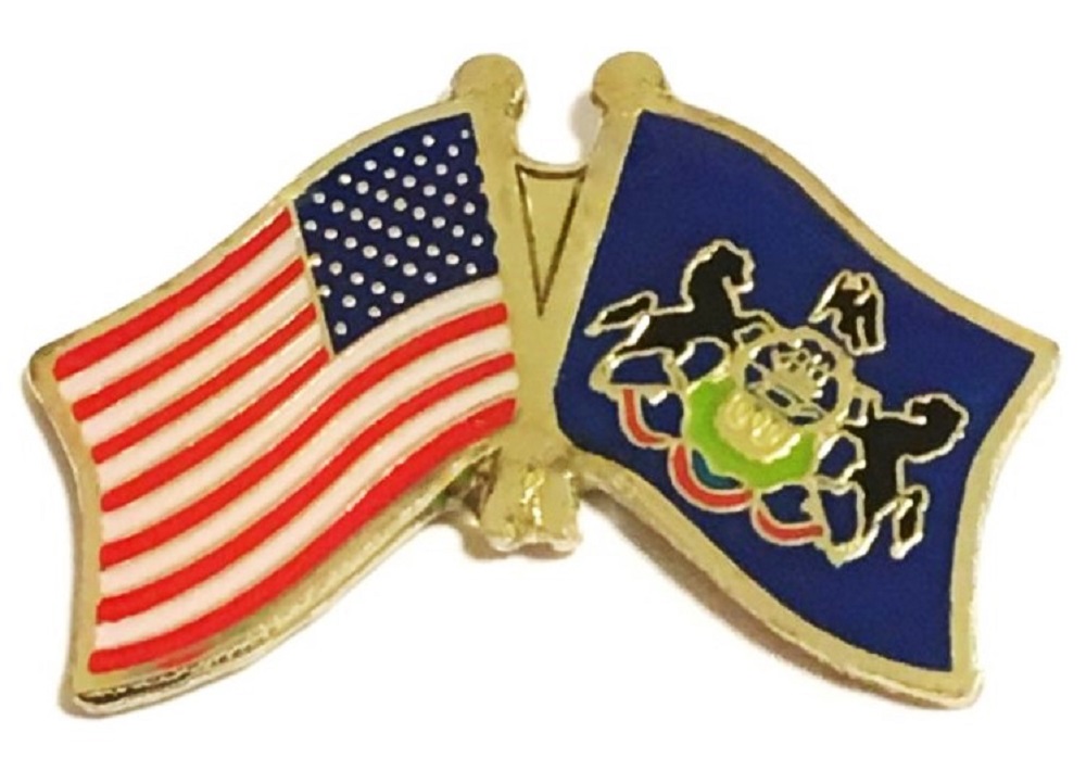 Pennsylvania Single Crossed Double Wavy Flag Lapel Pins, Pennsylvania ...