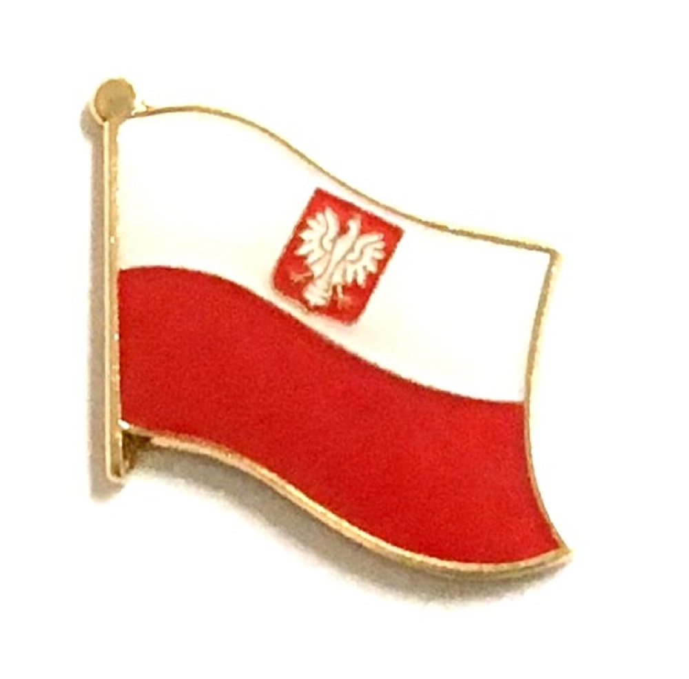 Poland With Eagle Flag Lapel Pin - Single - Poland