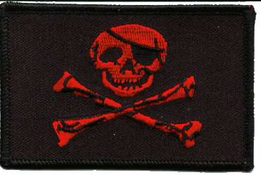 High Quality 3.5 x 2.25 Inch Rectangle Red Jolly Roger Flag Embroidered ...