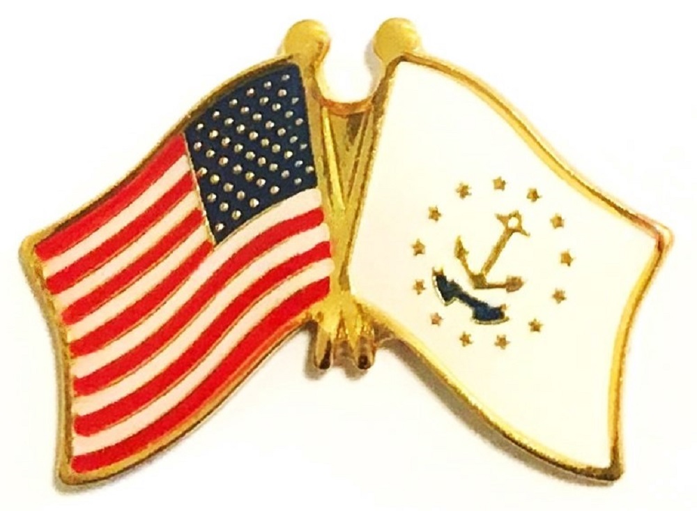 Rhode Island Single Crossed Double Wavy Flag Lapel Pins, Rhode Island ...