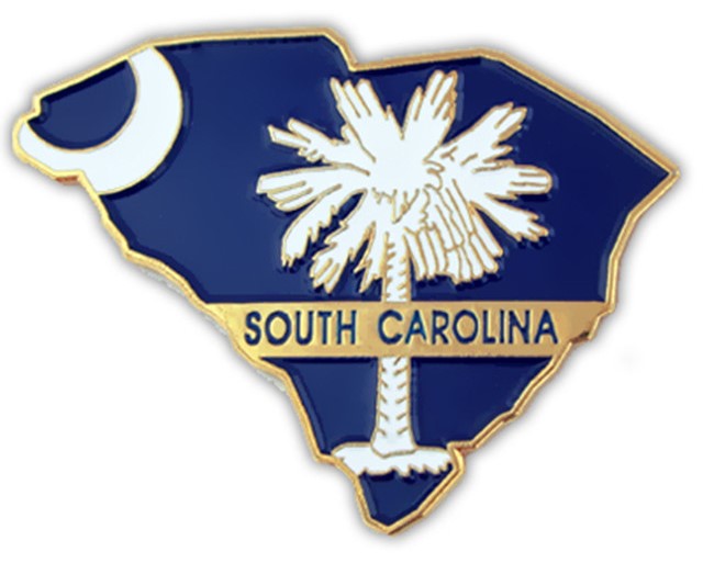 South Carolina State map shaped pin, map pin with flag design, hat pin, lapel pin - South ...