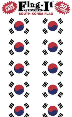 South Korea Flag Stickers 50 Stickers per package - Flag-It Brand ...
