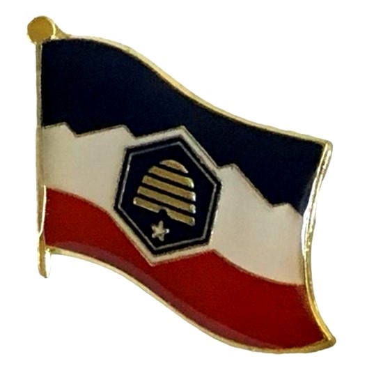 Utah Single Beehive Crossed Double Wavy Flag Lapel Pins, Utah Cheap ...