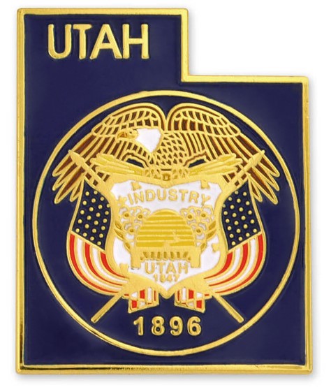 Utah State map shaped pin, map pin with flag design, hat pin, lapel pin ...