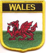 High Quality 2.5 x 2.5 Inch Shield Wales Flag Embroidered Cloth Sew On Iron On Cheap Wales ...