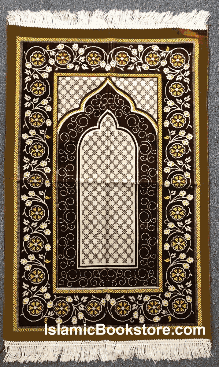 Brown Soft Islamic Prayer Rug (assorted designs and color pattern ...