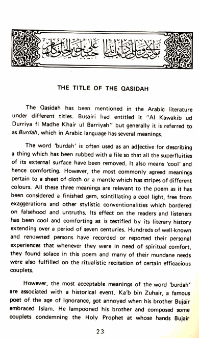 Busairi's Poem of the Mantle : An Annotated Translation in Free Verse ...