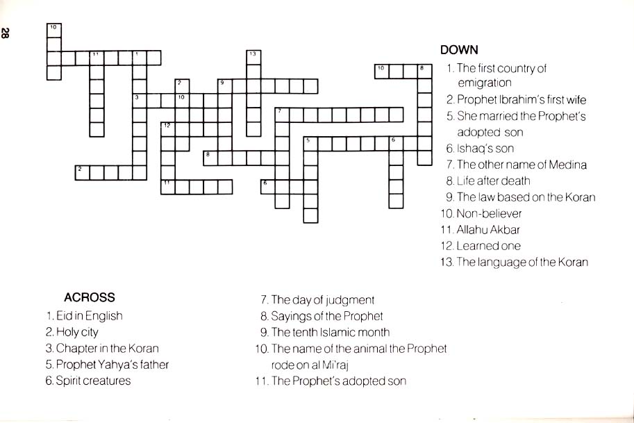 Can You Solve These Puzzles? Islamic Wordsearches and Crossword Puzzles ...