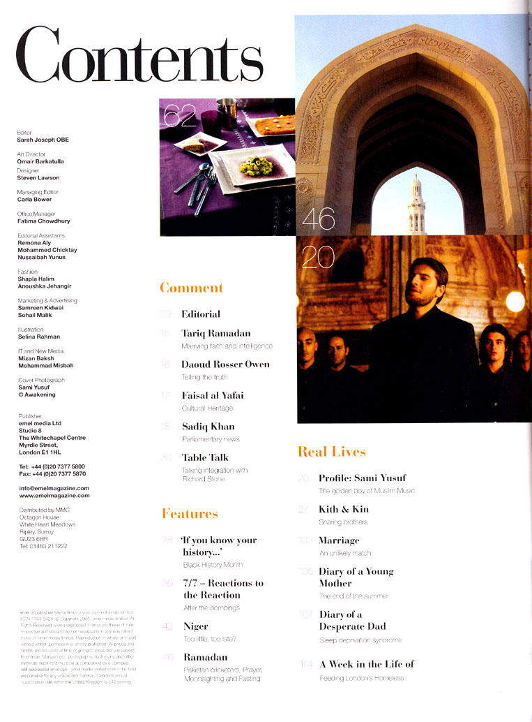 Emel : The Muslim Lifestyle Magazine (Issue 13) Sami's Back Sami Yusuf ...
