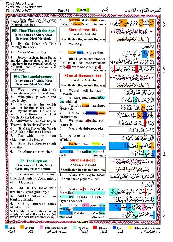 Holy Quran Colour Coded with Roman English Transliteration : Color ...
