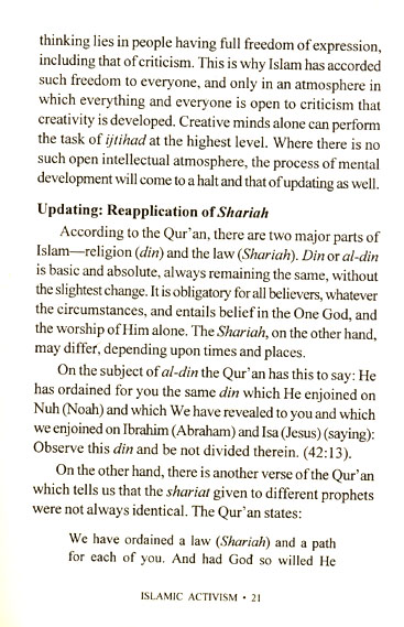 Islamic Activism (dawah booklet) Maulana Wahiduddin Khan