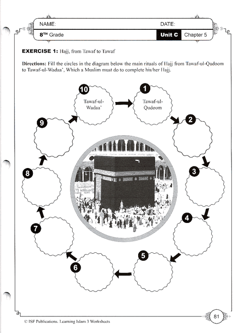 Learning Islam Worksheets Level 3 (8th Grade)
