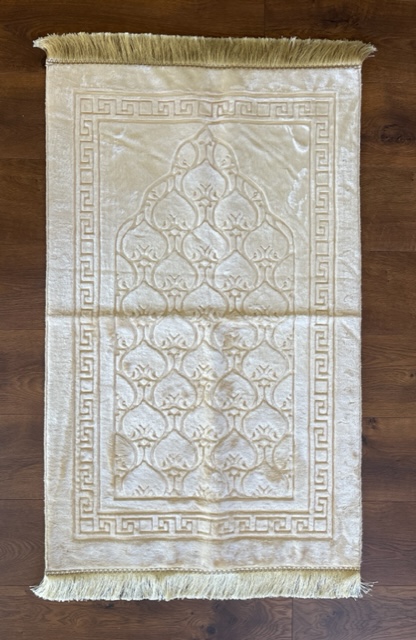 Light Beige Plush Velvet Islamic Prayer Rug (with Quality Synthetic ...