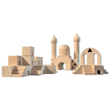 Mosque Wooden Blocks - Islamic Style Masjid Building Set (50 pieces, 13 ...