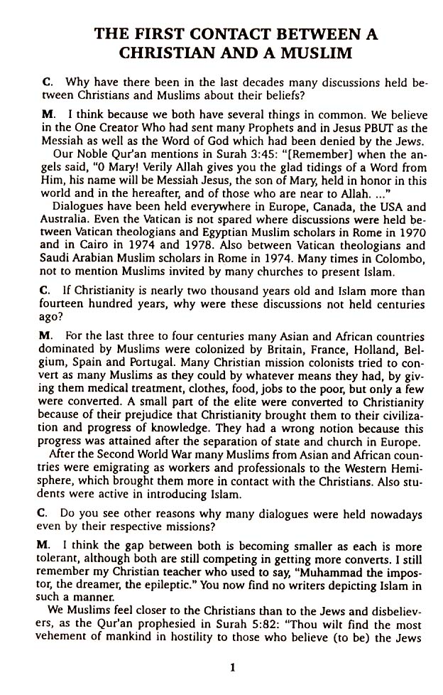 Muslim Christian Dialogue (H.M. Baagil, M.D.)