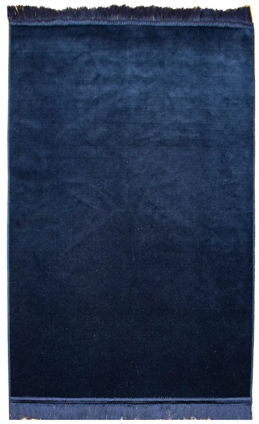 Navy Blue Solid Color Prayer Rug (27" x 44", excluding tassels)