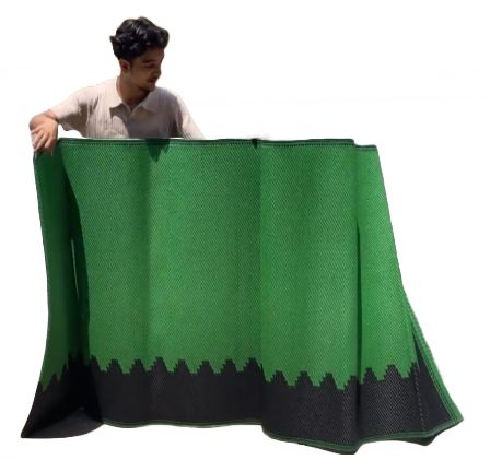 Plastic Fiber Beaded Long Islamic Prayer Mat Roll (Green and Black ...