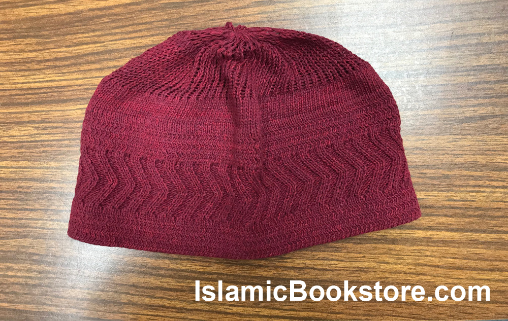 Stretchable Double-Knit Burgundy (Dark Red) Kufi