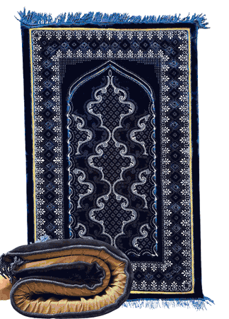 Navy Blue Turkish Premium Memory Foam Orthopedic Prayer Rug (27" x 42 ...