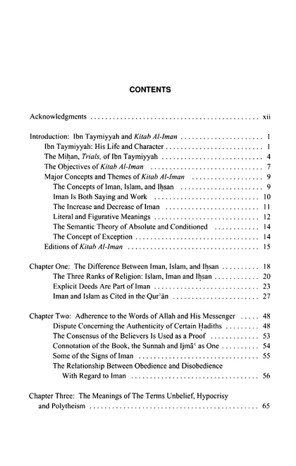 The Book of Faith : English translation of Ibn Taymiyyah's "Kitab al Iman"