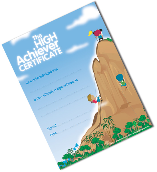 The High Achievers Certificate (25 certificates in pack) Ages 4 to 8+